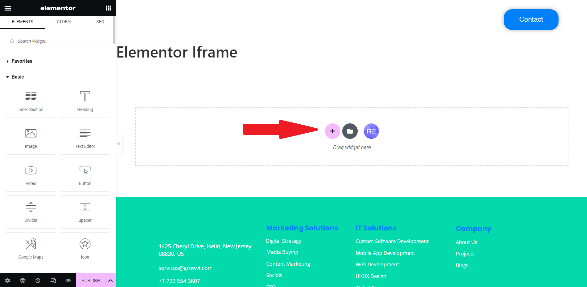 How to embed Elementor iFrame widget in web pages